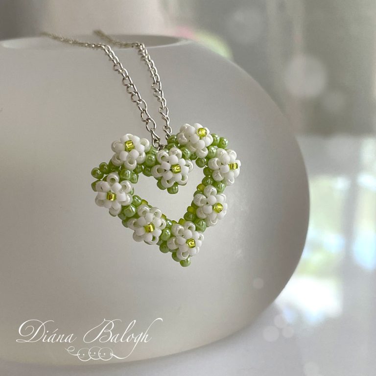 Daisy Flower heart pendant beading tutorial – Beading tutorials